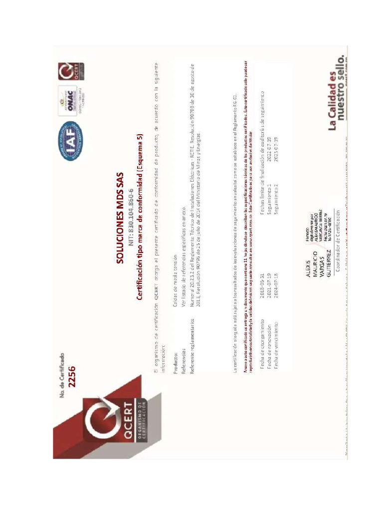 Celdas MT MDS Qcert 2256 | PDF