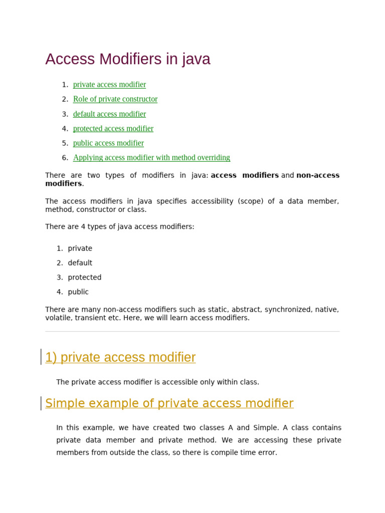 Access Modifiers | PDF