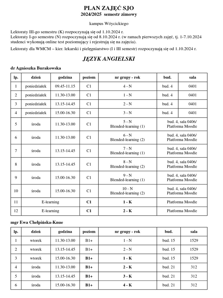 Plan Zajec Sjo 2024 2025 Zima Www 3 | PDF Plan Zajec Sjo 2024 2025 Zima Www 3 | PDF