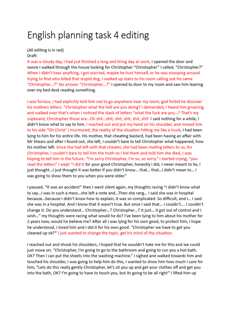 English Planning Task 4 | PDF