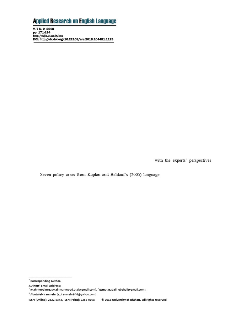 Evaluation of EAP Programs in Iran - Document Analysis and Expert ...