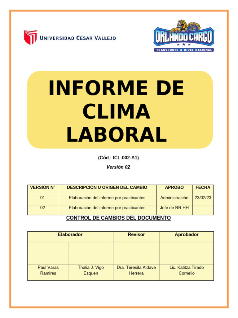 Informe de Clima Laboral | PDF
