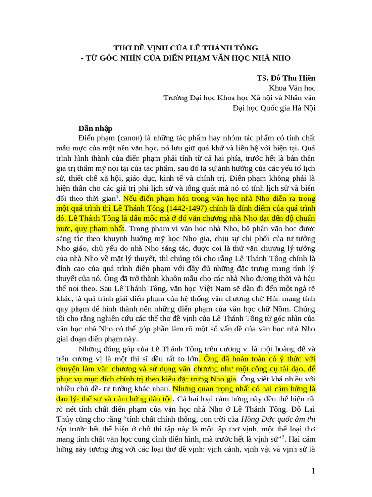 Tho de vinh cua Le Thanh Tong- Do Thu Hien | PDF