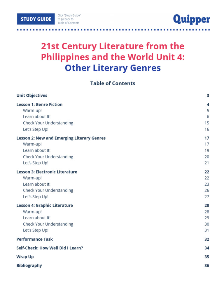 PDF - Literature - Grade 11 - Unit 4 - Other Literary Genres 4 Topics | PDF