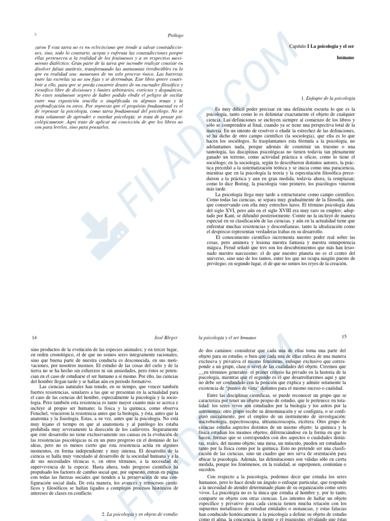 Bleger Jose - Psicologia de La Conducta Cap I | PDF