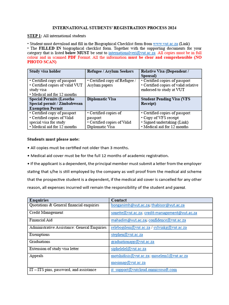 INTERNATIONAL-STUDENTS-REGISTRATION-PROCESS-2024 | PDF