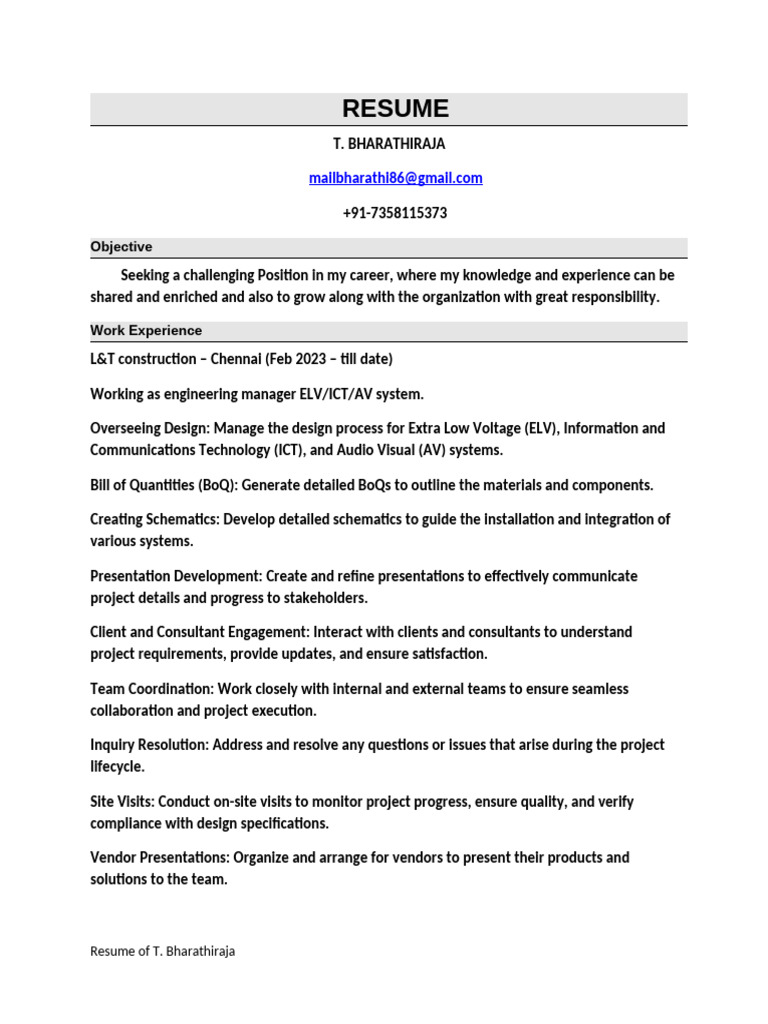 Bharathi RESUME | PDF