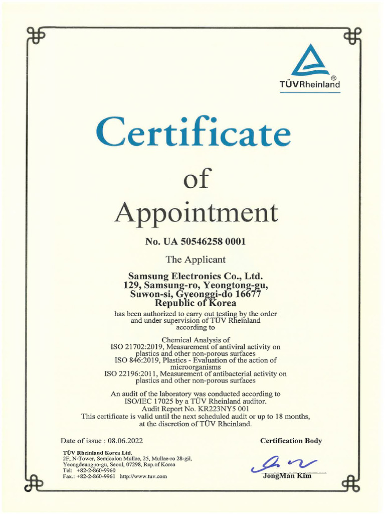 TUV Rheinland (ISO 846, ISO 22196, ISO 21702) | PDF