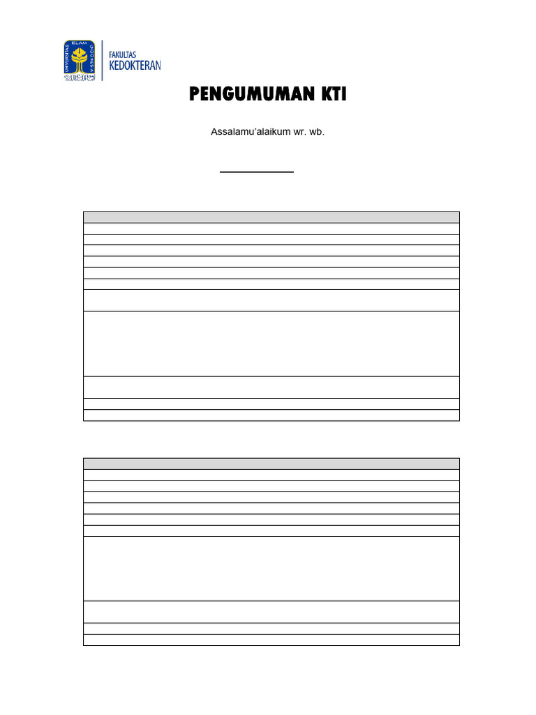 Pengumuman Kti: Tambahan Untuk Daftar Isi Proposal Kti: 1. Penelitian | PDF | Sains & Matematika