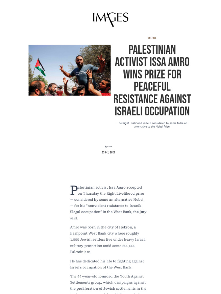 Palestinian Activist Issa Amro Wins Prize For Peaceful Resistance ...