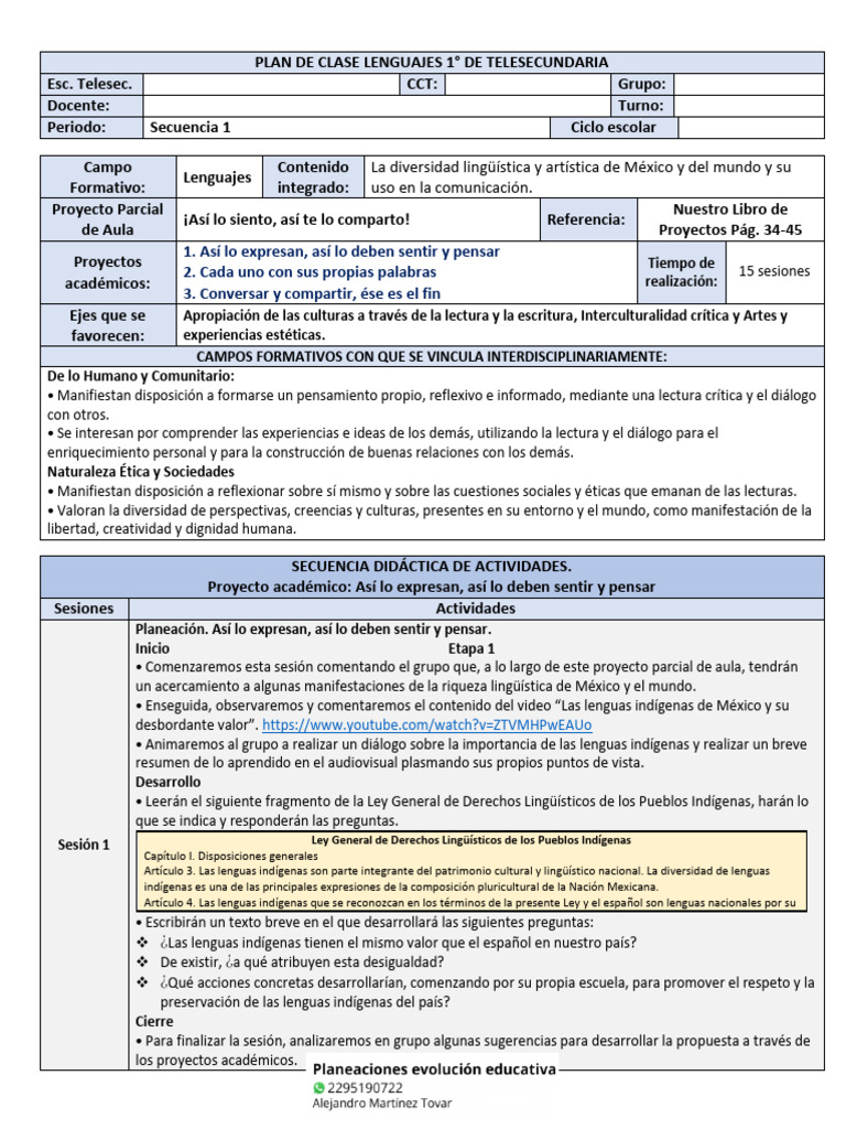 Telesec 1° Ejemplo Planeación | PDF