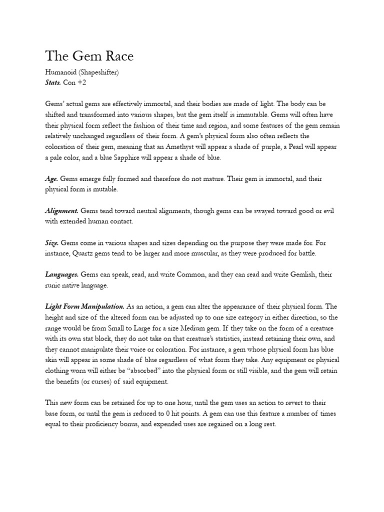 Gem Race 5e v2 | PDF