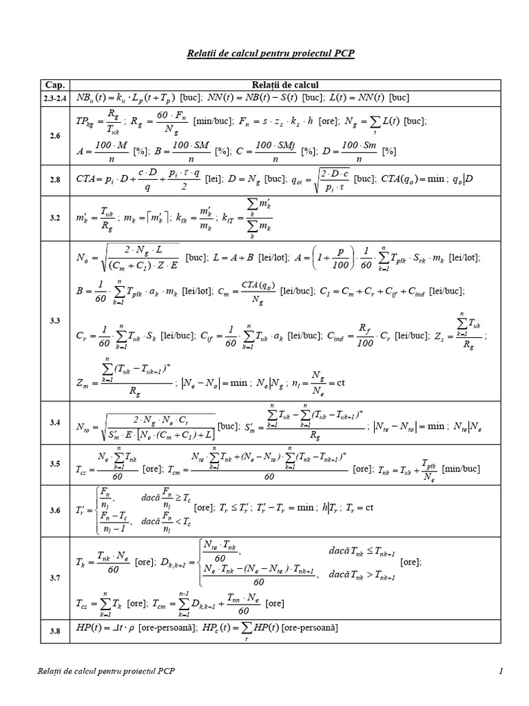 Microsoft Word - Relatii de Calcul Pentru Proiect | PDF