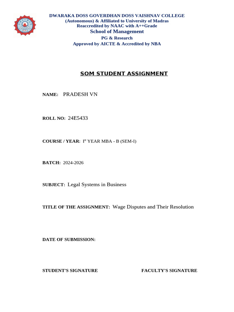Som Student Assignment - Cover Page | PDF