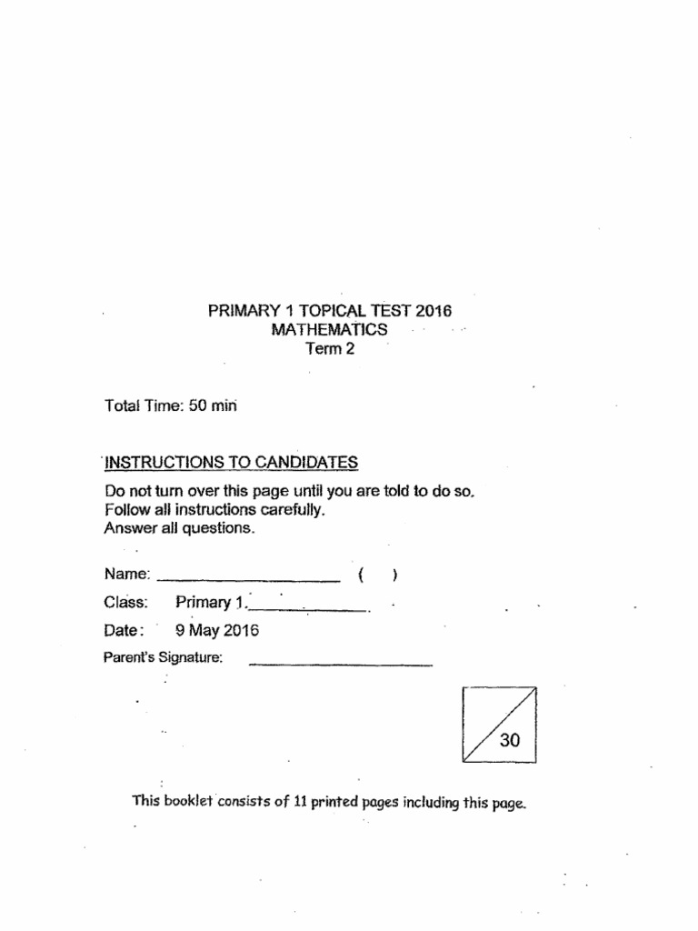 P1 Maths 2016 MGS Easy Exam Papers | PDF