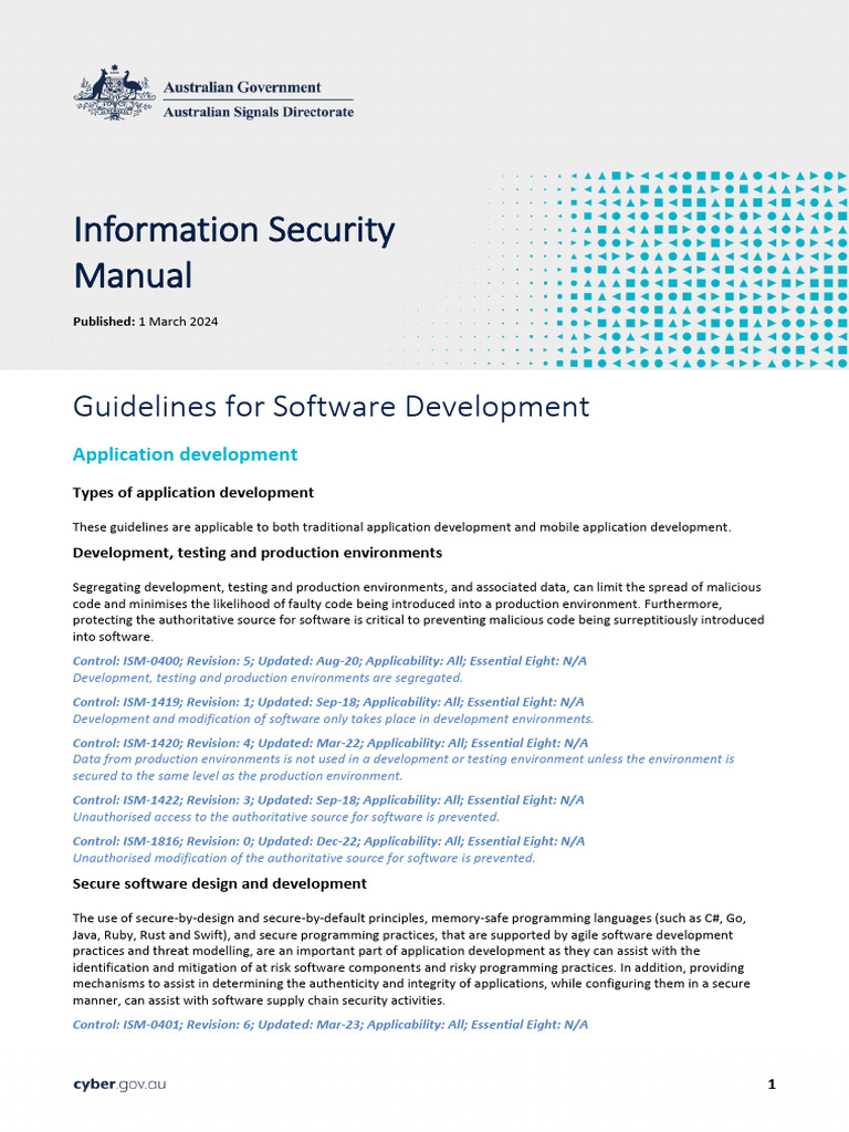 18. ISM - Guidelines for Software Development (March 2024) | PDF