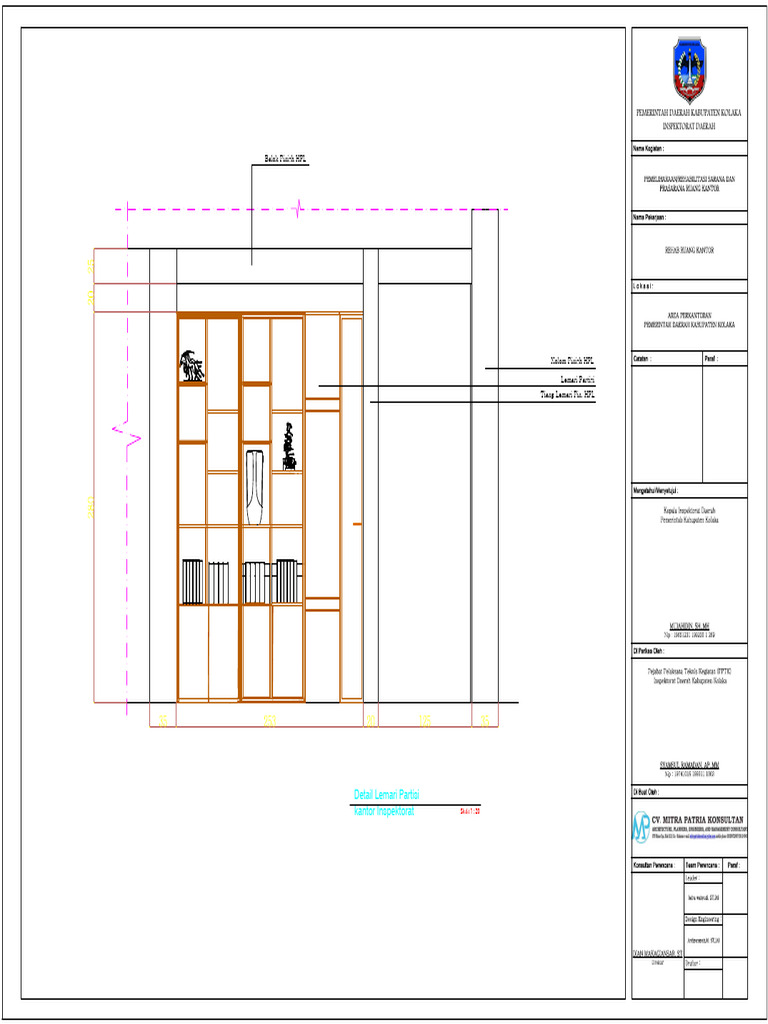 Balok Finish HPL: Detail Lemari Partisi Kantor Inspektorat | PDF