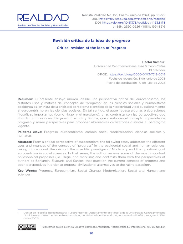 Revision Critica de La Idea de Progreso | PDF | Conocimiento | Historia