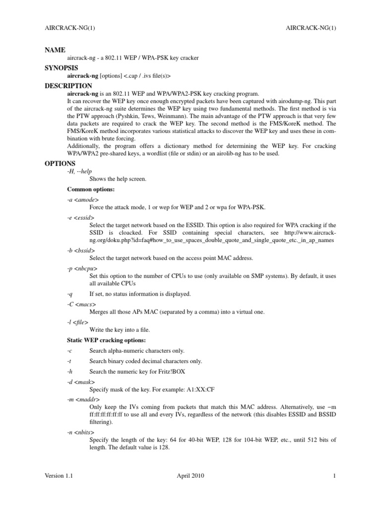 Aircrack NG | PDF | Computer Networking | Telecommunications