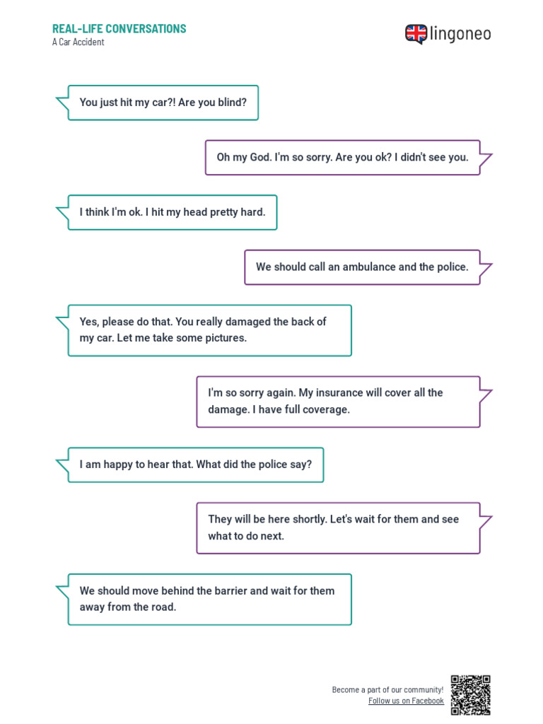 Dialogue on a Car Accident | PDF | Language Arts & Discipline