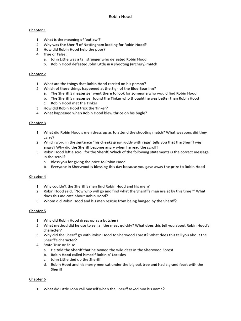 Robin Hood Questions.docx | PDF