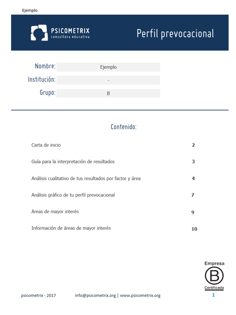 2 Ejemplo Perfil Prevocacional | PDF