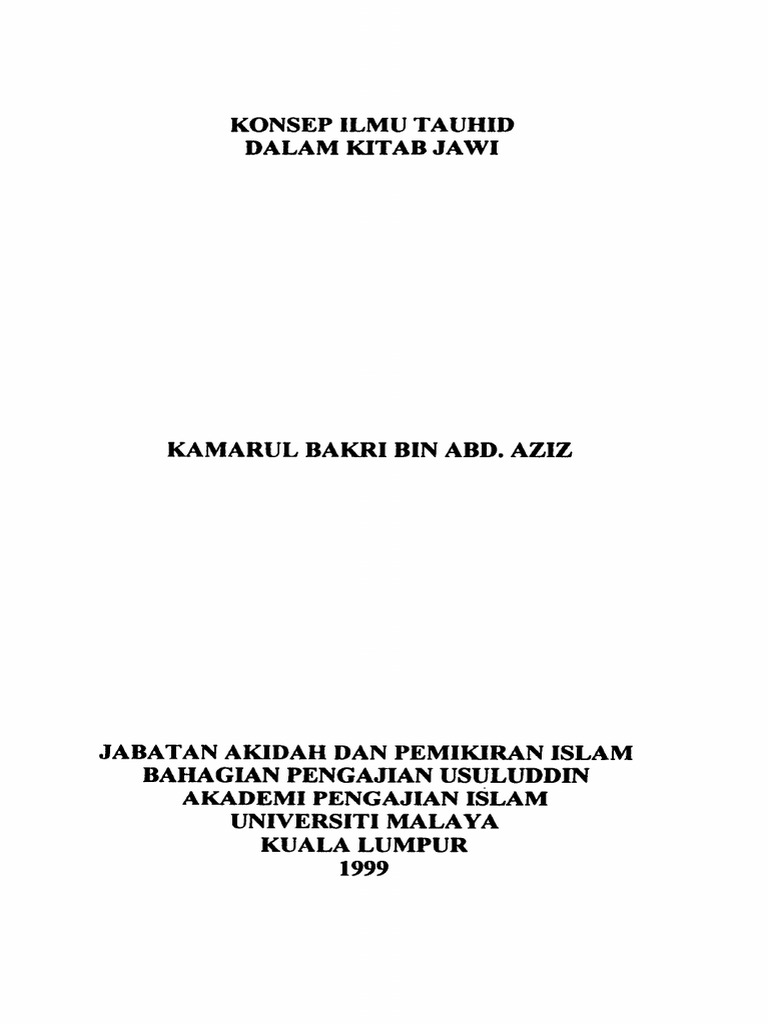 Konsep Ilmu Tauhid Dalam Kitab Jawi | PDF