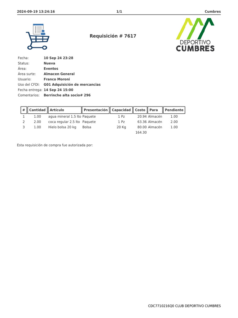 Requisiciones Compra 7617 20240919192416 | PDF