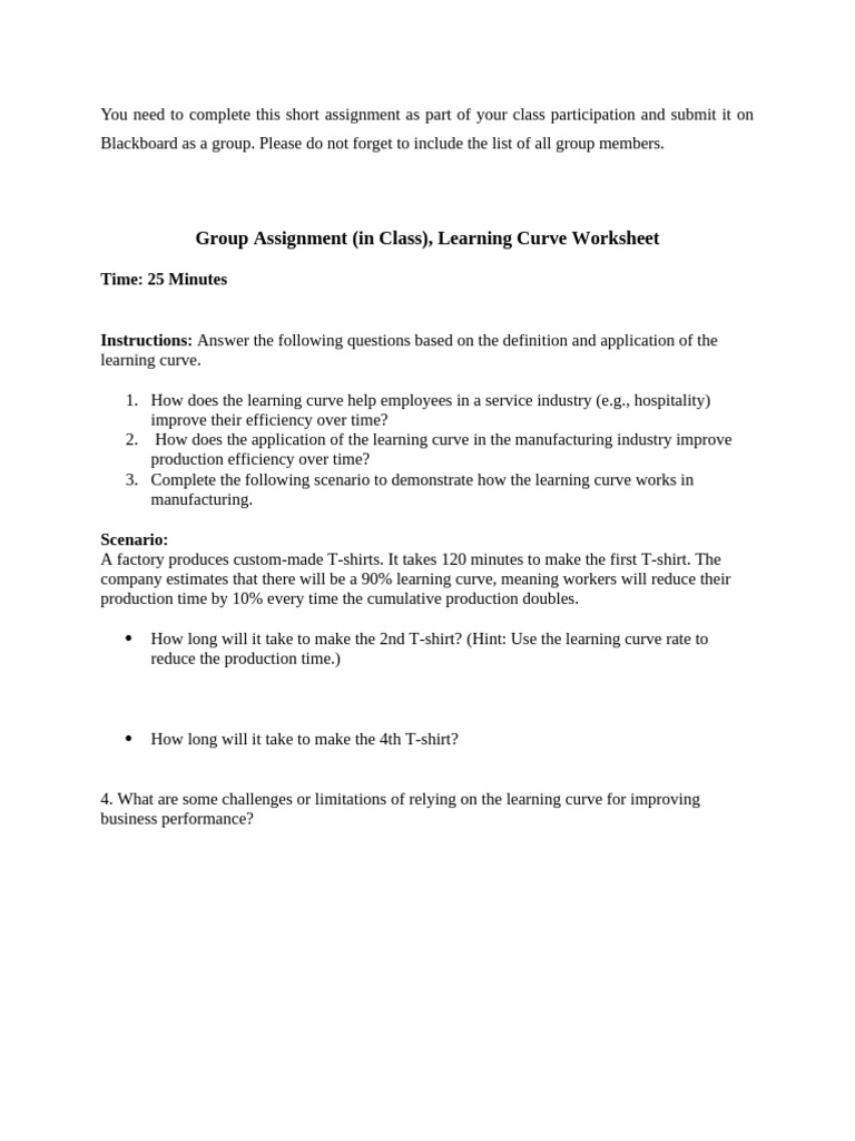 Group Assignment - Learning Curves | PDF