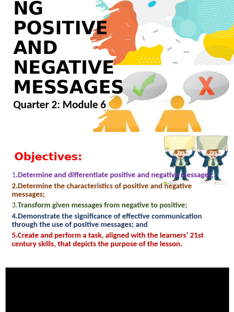 Cot 1 2022-2023 - QTR 2 Module 6 - Positive and Negative Messages | PDF ...