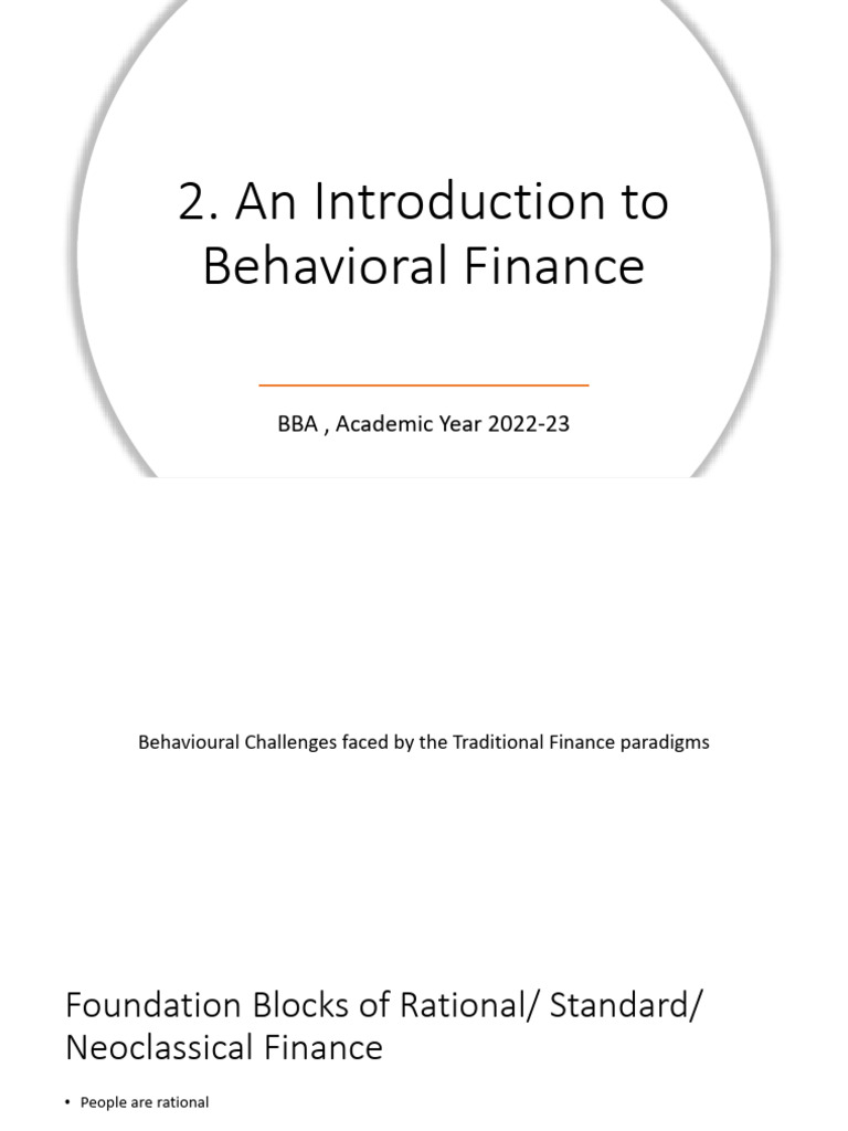 An Introduction To Behavioral Finance: BBA, Academic Year 2022-23 | PDF ...