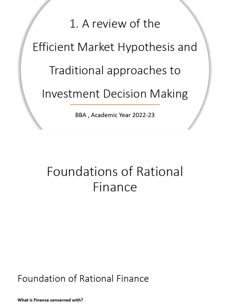 A Review of The Efficient Market Hypothesis and Traditional Approaches ...