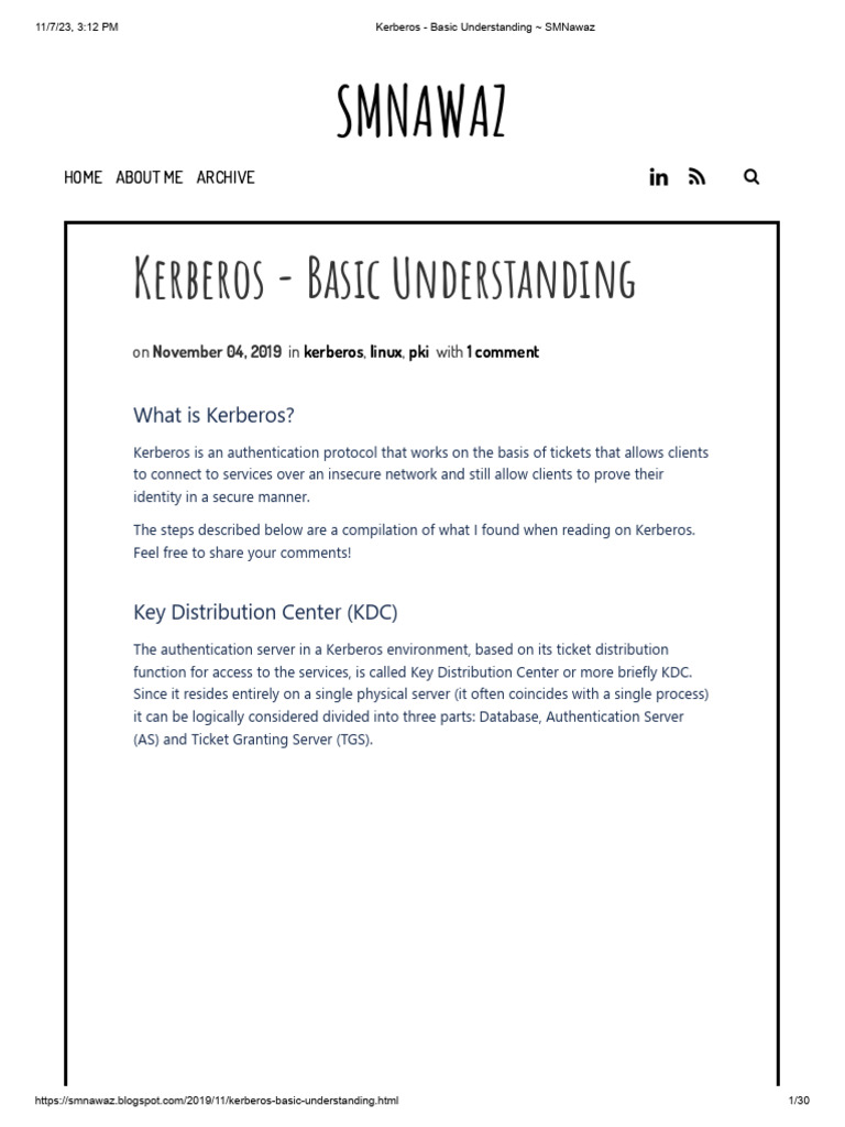Kerberos - Basic Understanding SMNawaz | PDF