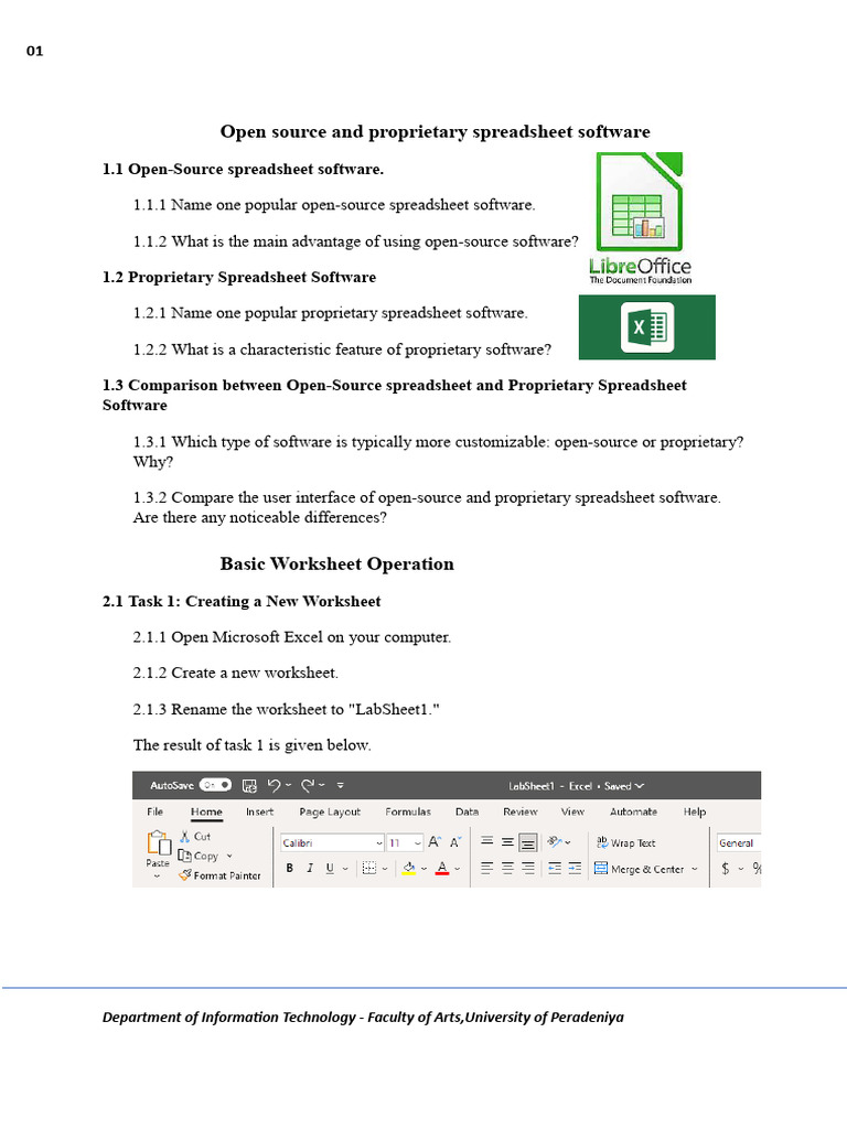 Ms Excel Worksheet 01 | PDF