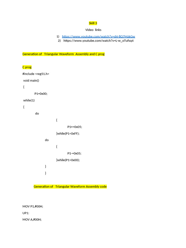 Generation of Triangular Waveform C prog (1) | PDF Generation of Triangular Waveform C prog (1) | PDF