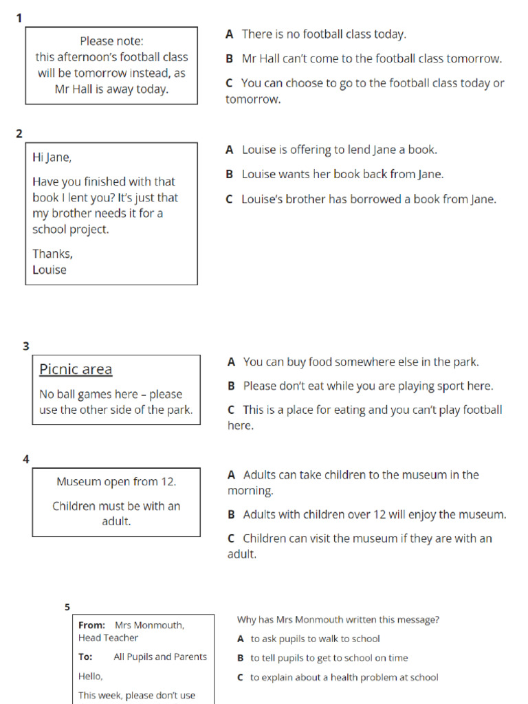 Practice Part 1 KET | PDF
