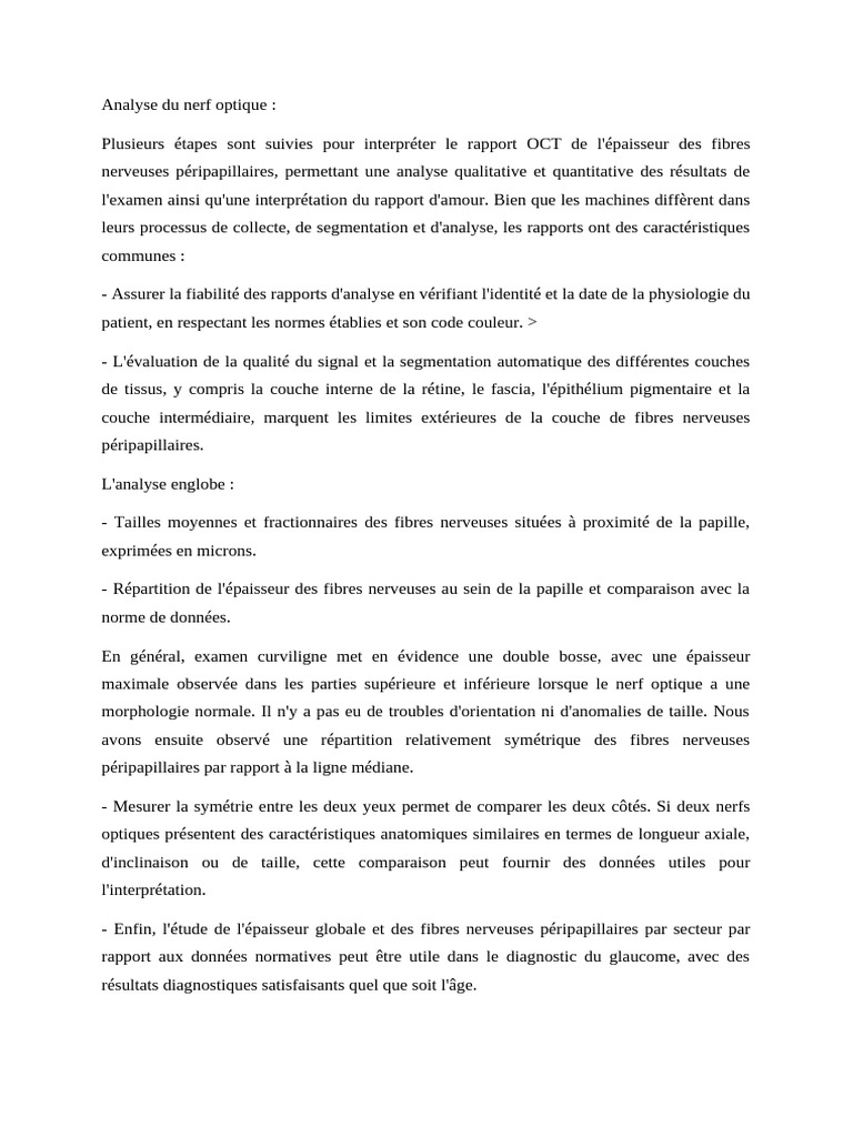 Analyse Du Nerf Optique | PDF