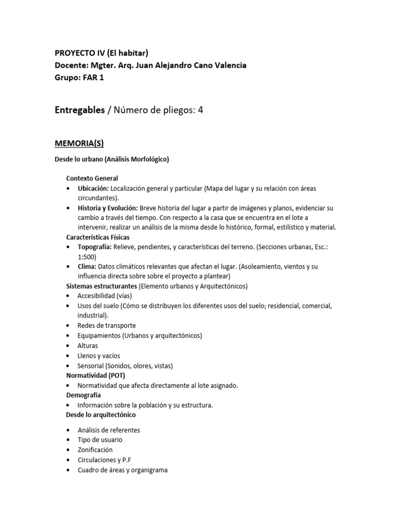 Parámetros - Entrega Esquema básico - Proyecto IV | PDF