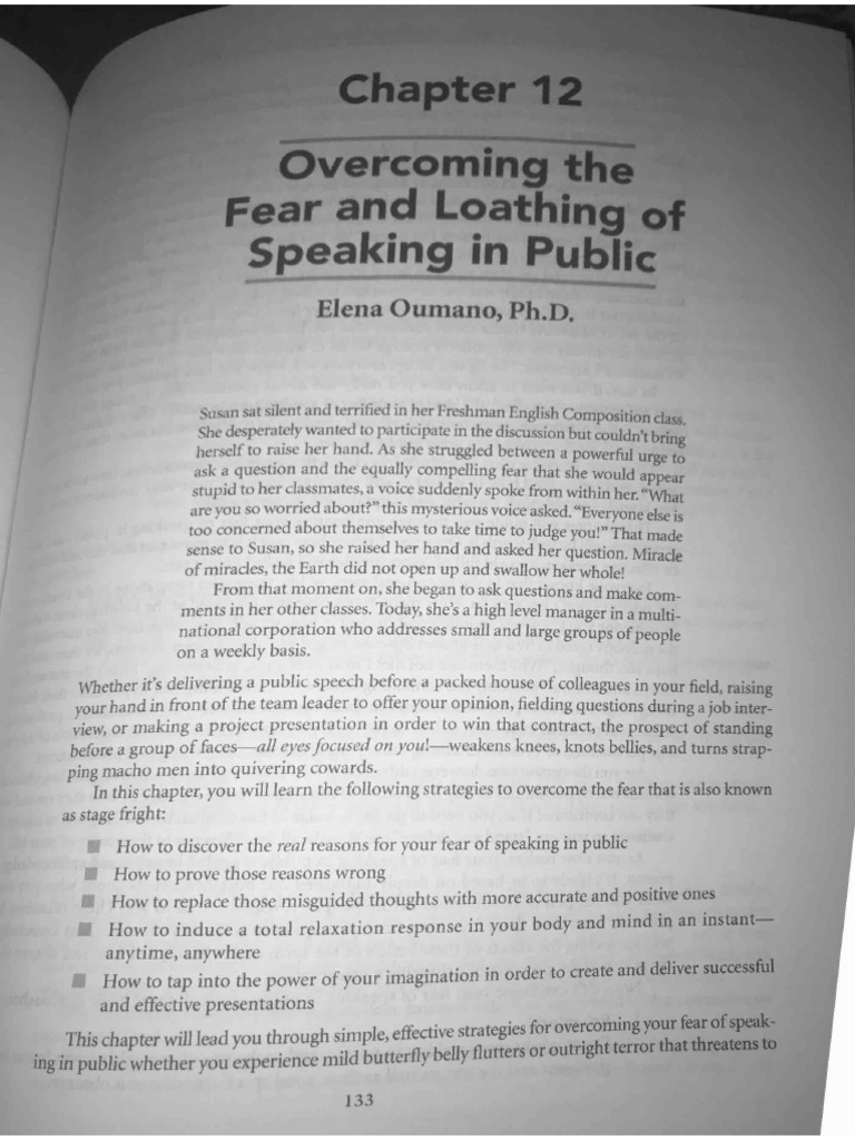Overcoming The Fear and Loathing of Speaking in Public | PDF