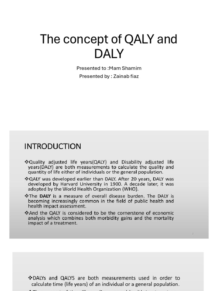 Understanding QALY and DALY Concepts | PDF