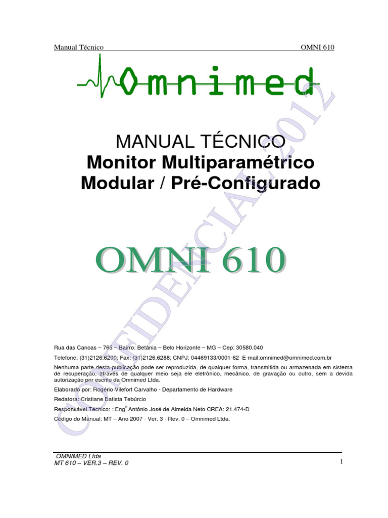 MT MONITOR MULTIPARAMETRO OMNIMED 610 | PDF