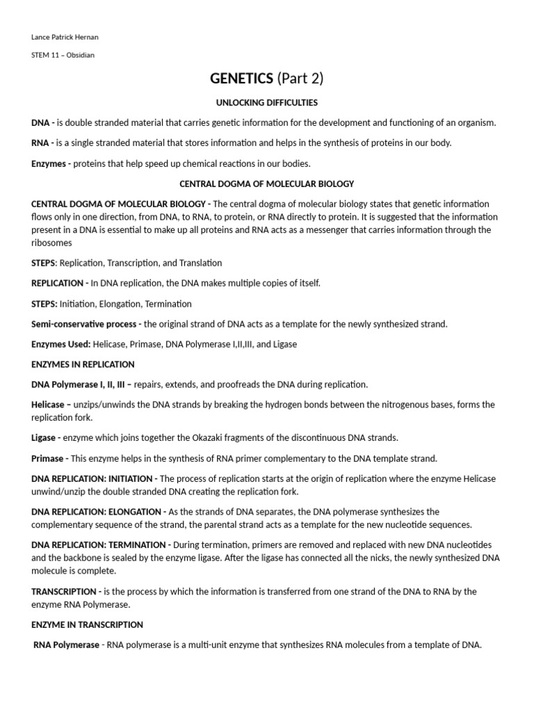 Genetics: (Part 2) | PDF