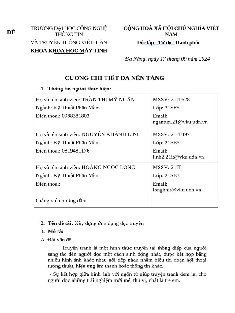 De Cuong Do An Co So 3 | PDF