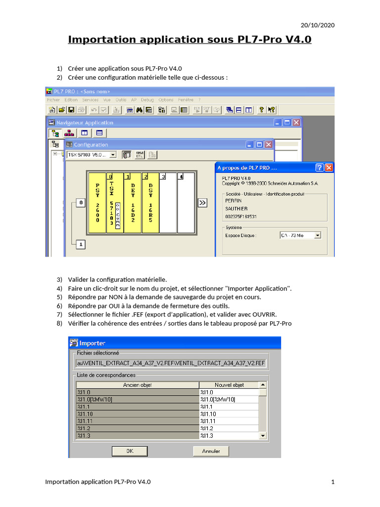 Importation Application Sous PL7 | PDF