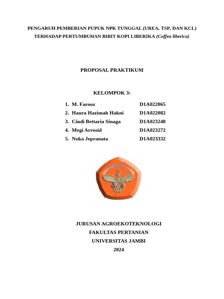Proposal Kel 3 Perkebunan | PDF | Coffee | Home & Garden