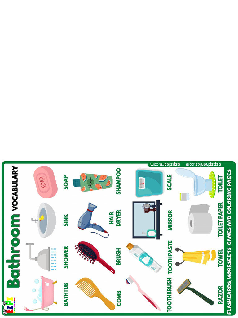 Bathroom Vocabulary Free English Esl Resources Flashcards Worksheets ...
