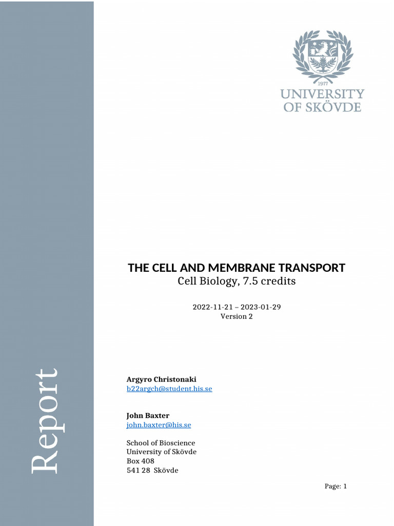 Laboratory Report Cell Biology - Christonaki Argyro | PDF