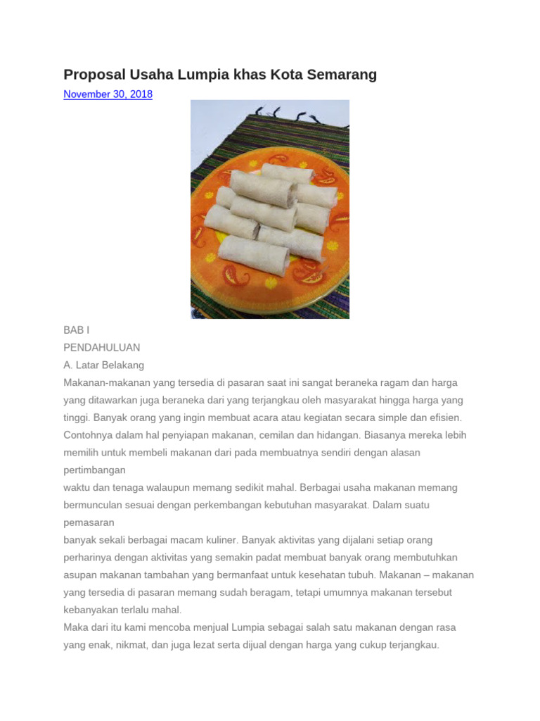 Proposal Usaha Makanan | PDF