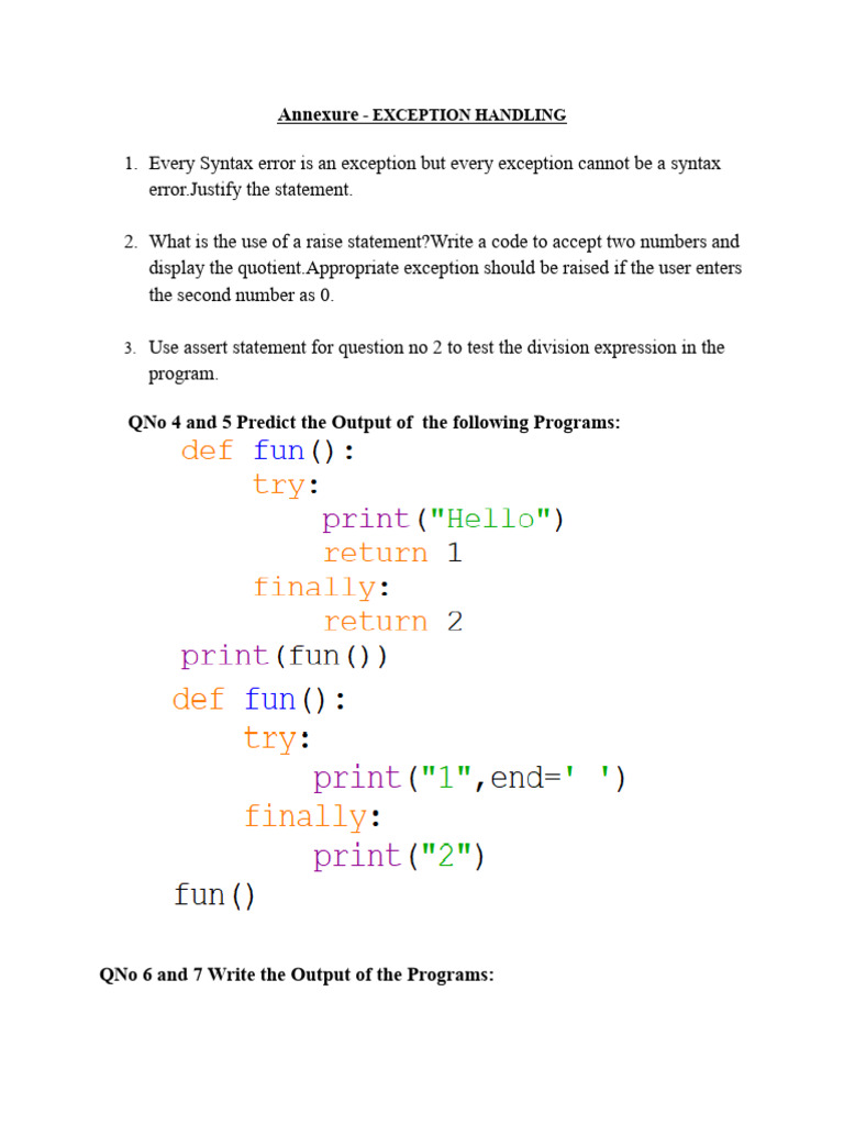 Annexure-EXCEPTION HANDLING.docx | PDF