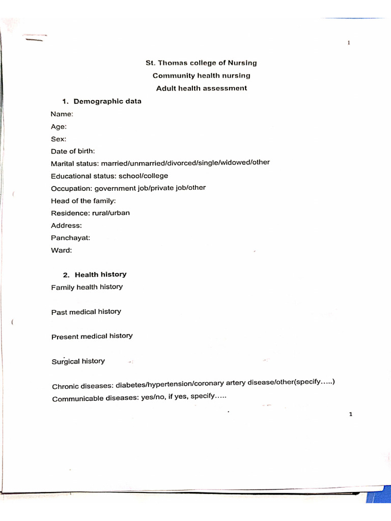 Adult Health Assessment | PDF